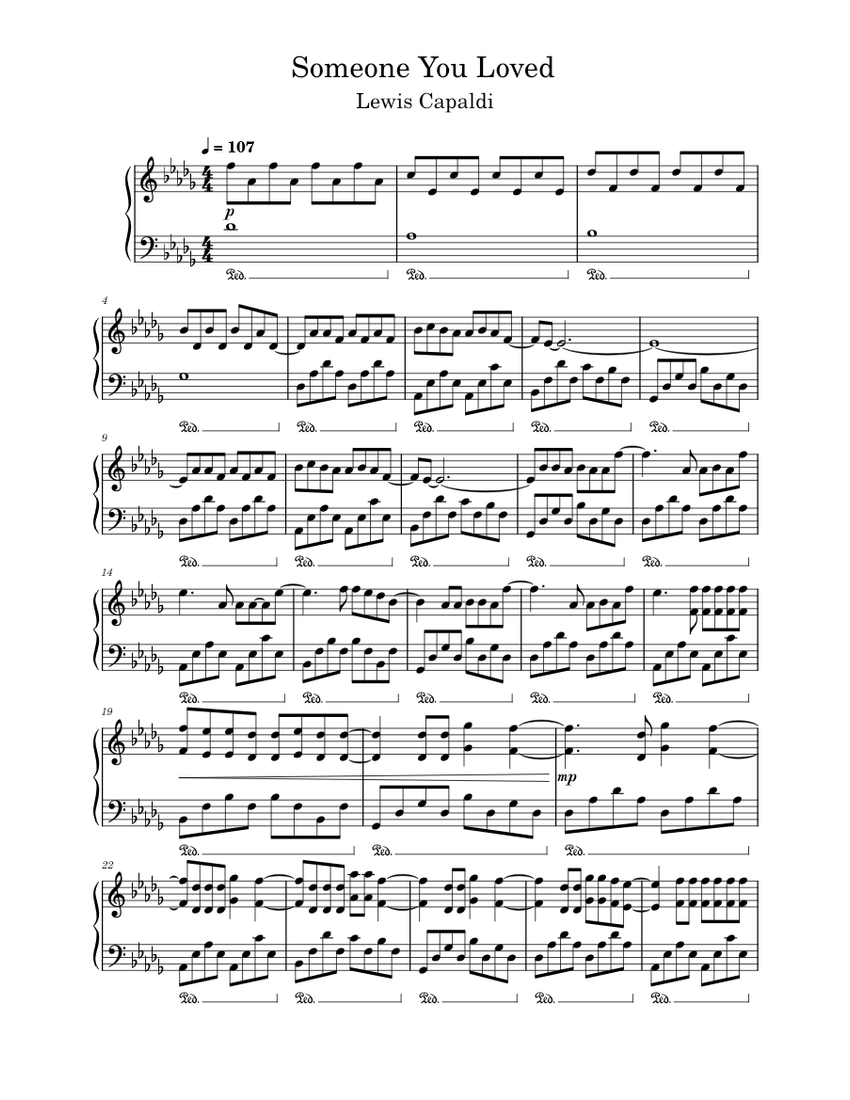 Someone You Loved Piano Sheet Music