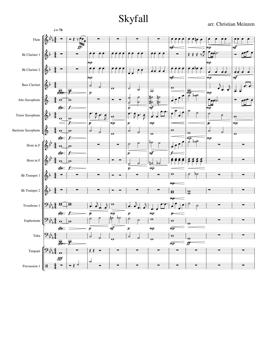 Skyfall Sheet Music for Trombone, Euphonium, Tuba, Flute & more ...