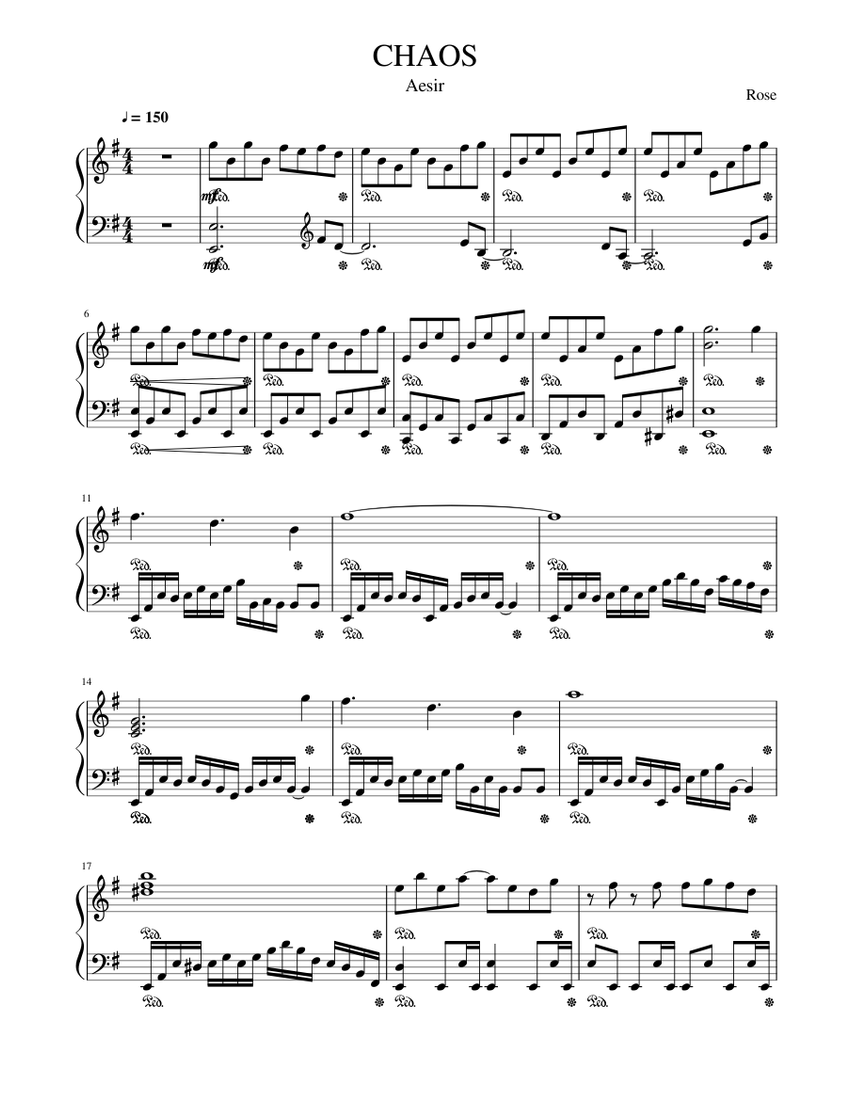 CHAOS Sheet Music for Piano (Solo) | MuseScore.com