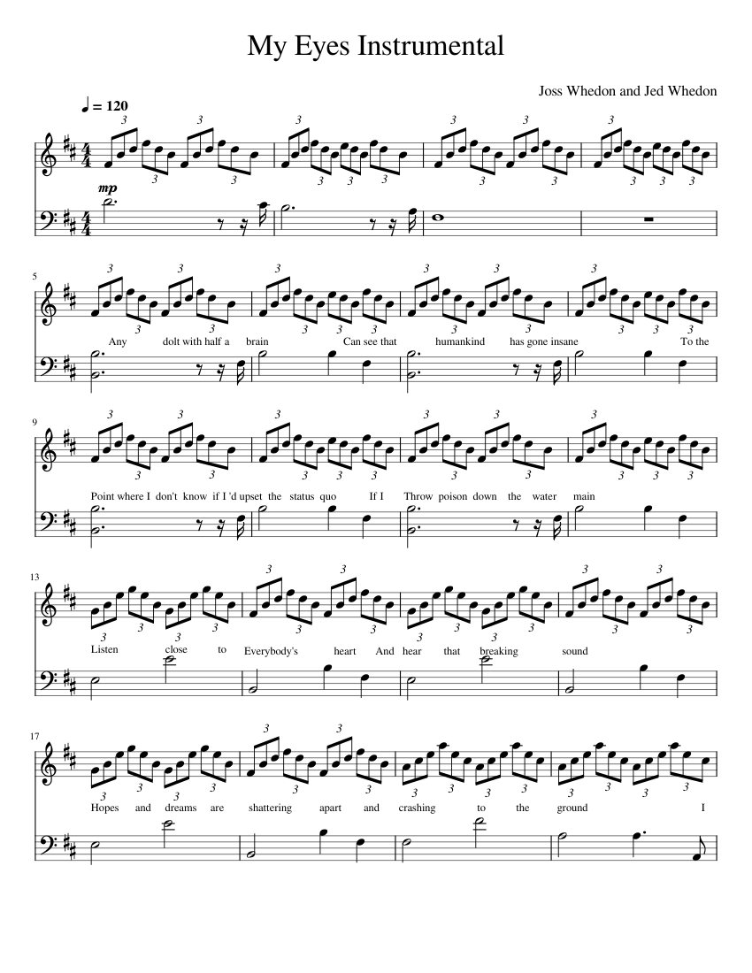 My Eyes Instrumental - Dr horribles sing-along blog Sheet music for ...