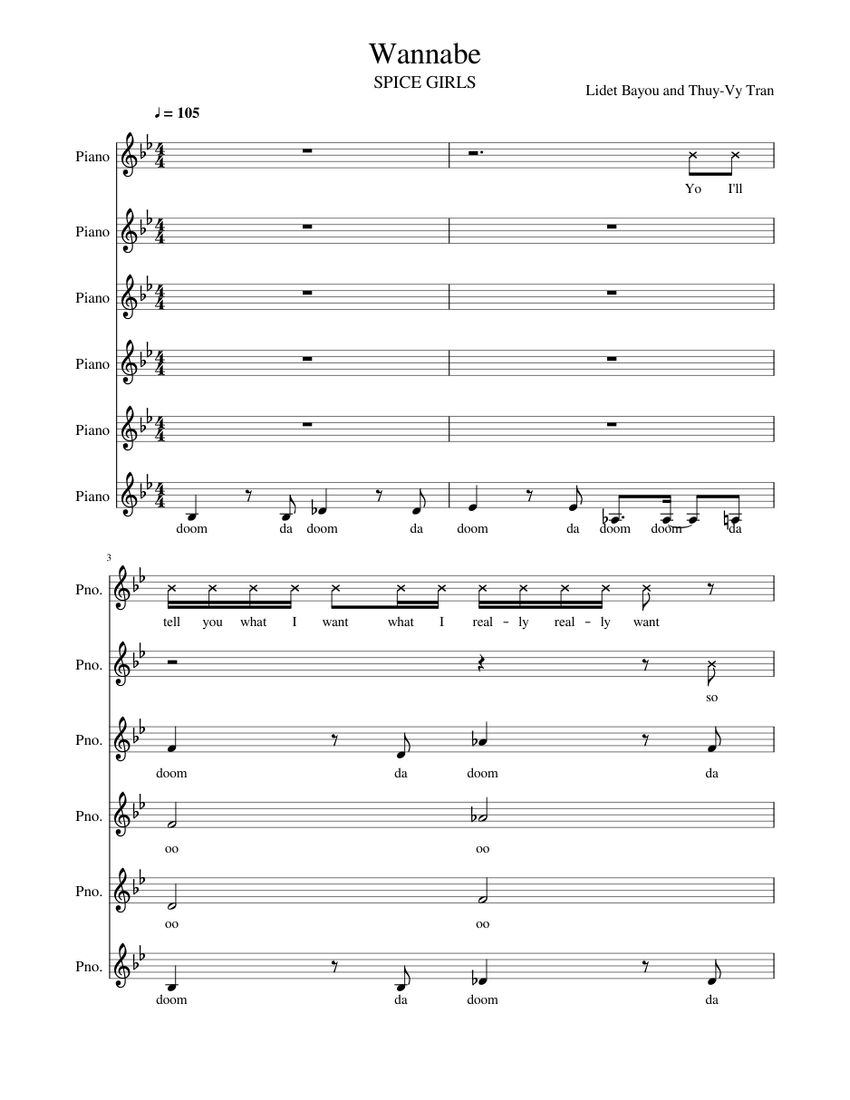 Wannabe - piano tutorial