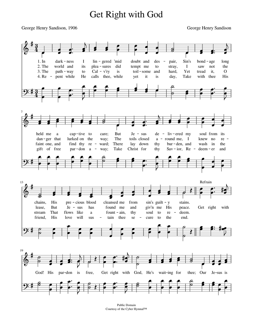 Get right with god (sandison) - George H. Sandison Sheet Music for ...