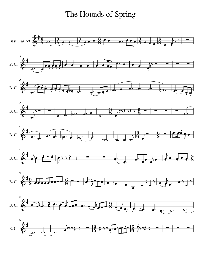 The Hounds of Spring Sheet music for Clarinet bass (Solo) | Musescore.com