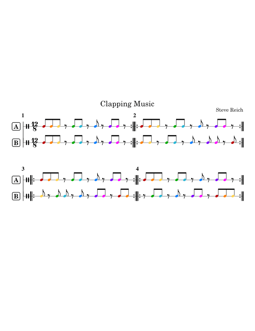 Reich - Clapping Music Sheet music for Hand clap (Mixed Duet ...