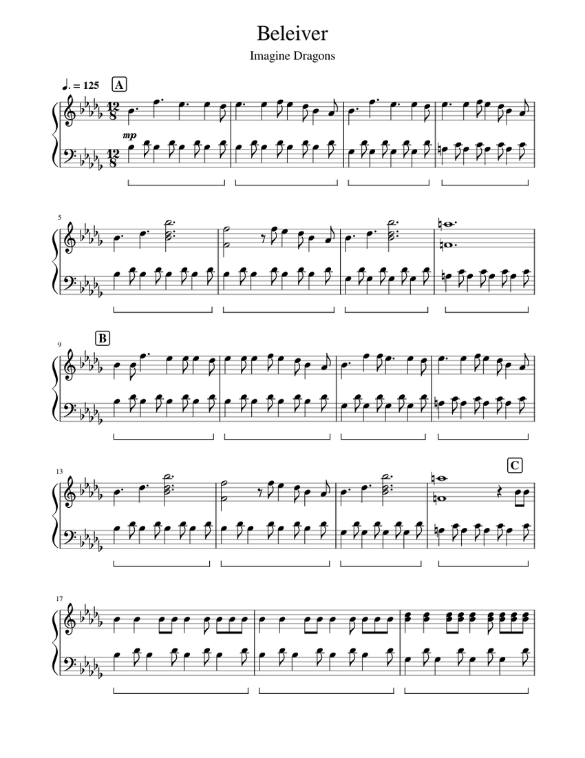 Beleiver Sheet Music for Piano (Solo) | MuseScore.com