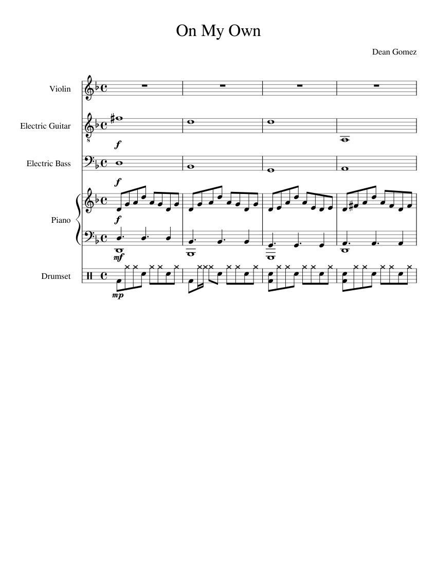 On My Own Sheet music for Piano, Violin, Guitar, Bass guitar & more ...