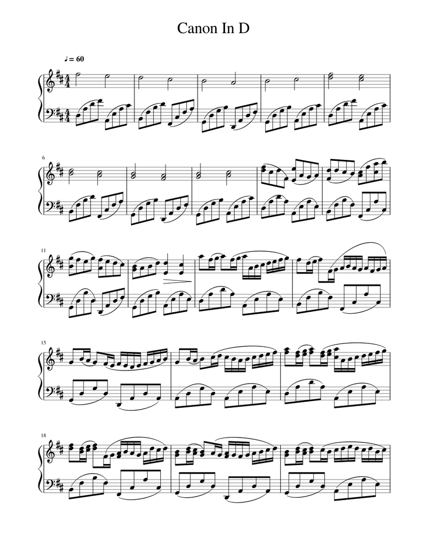 Canon In D Sheet music for Piano (Solo) | Musescore.com