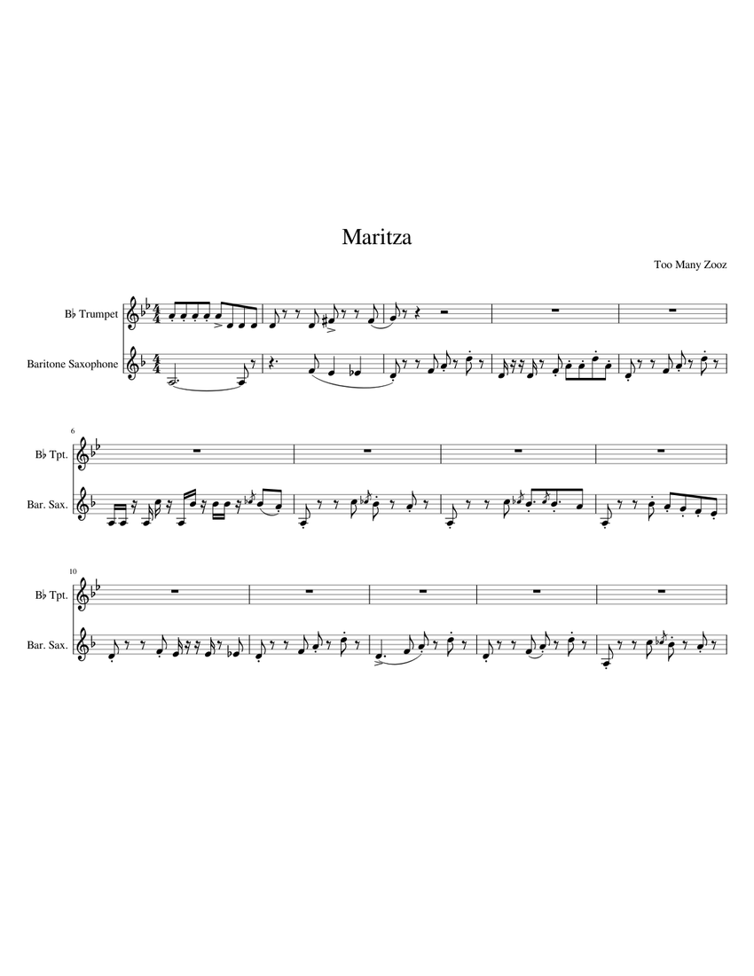 Maritza - Too Many Zooz Sheet music for Saxophone baritone, Trumpet in ...