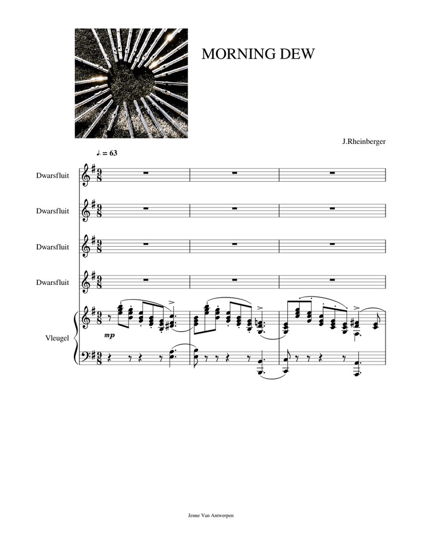 MORNING DEW Sheet music for Piano, Flute (Mixed Quintet) | Musescore.com