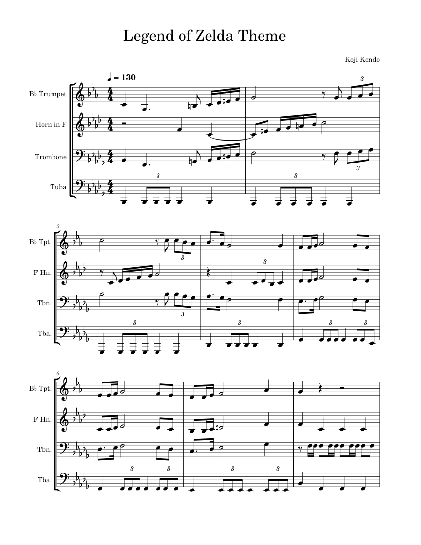 Legend of Zelda Overworld Theme – Koji Kondo Sheet music for Trombone ...
