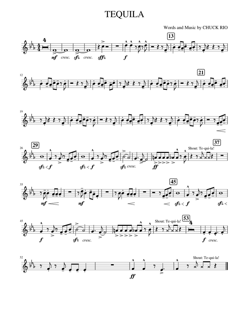 TEQUILA Sheet Music for Trumpet in b-flat (Solo) | MuseScore.com