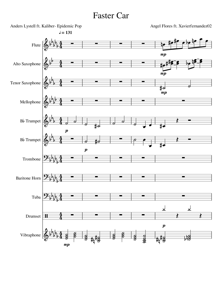 Faster Car Sheet music for Trombone, Tuba, Mellophone, Flute & more ...