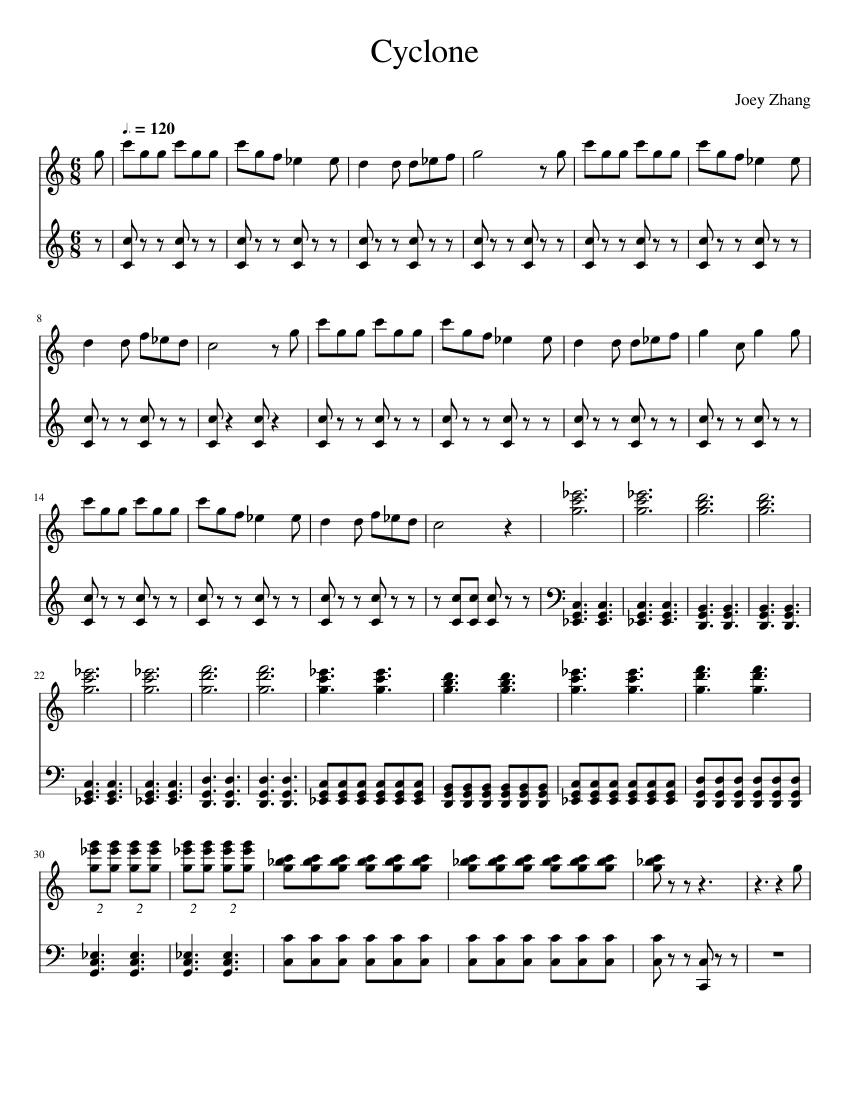 Cyclone Sheet Music for Piano (Solo) Easy | MuseScore.com