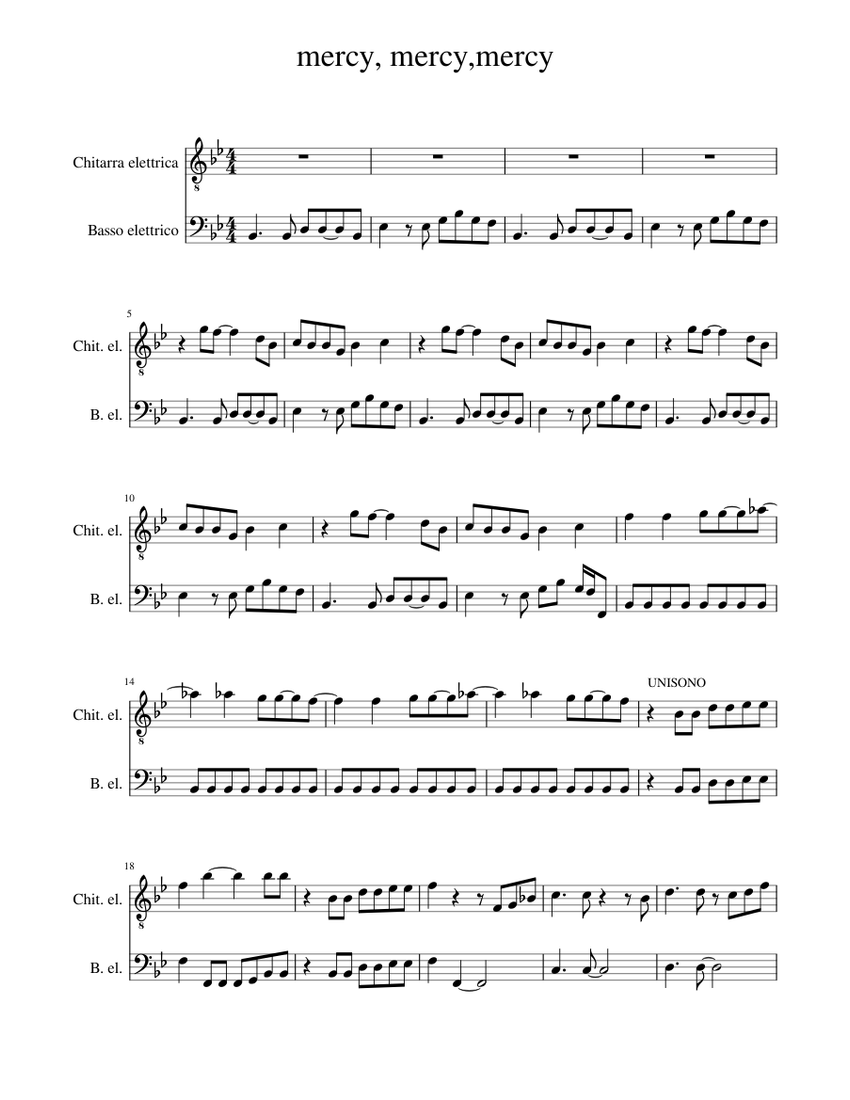 mercy, mercy,mercy Sheet Music for Guitar, Bass guitar (Mixed Duet ...