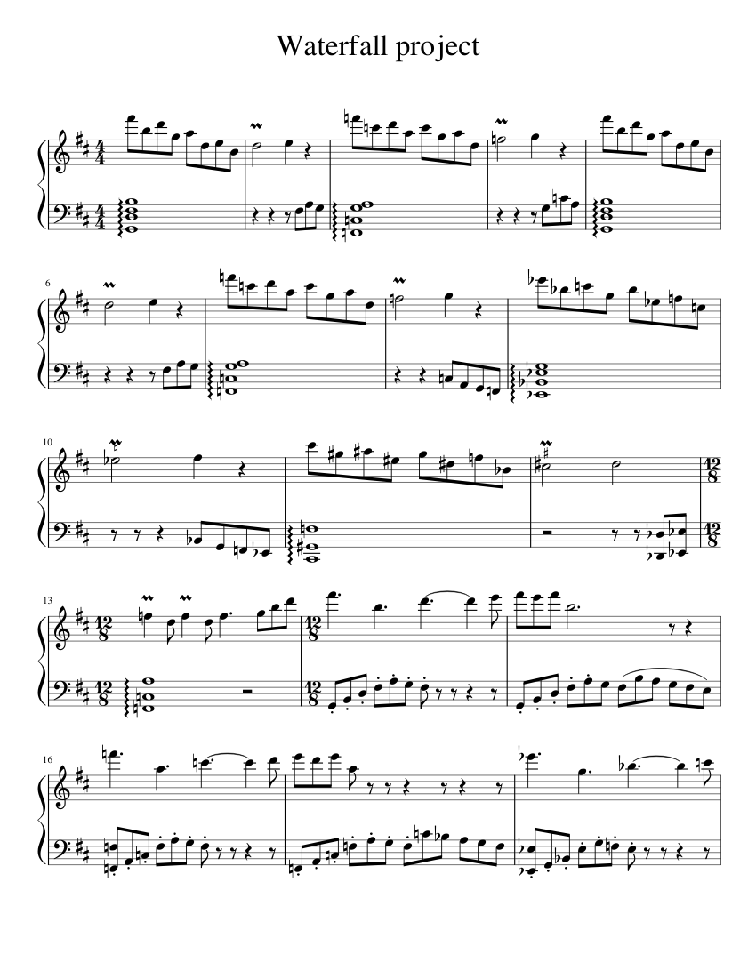 Waterfall project Sheet music for Piano (Solo) | Musescore.com