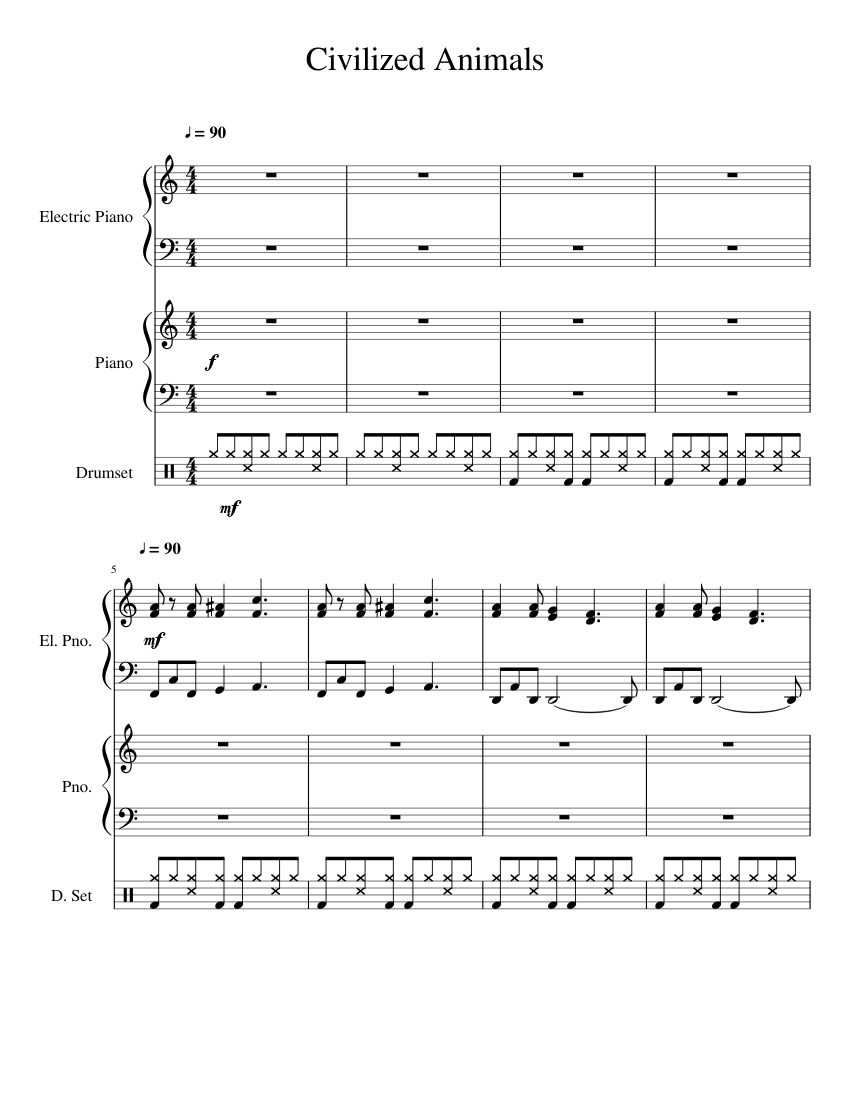 Civilized Animals Sheet music for Piano, Drum group (Mixed Trio ...