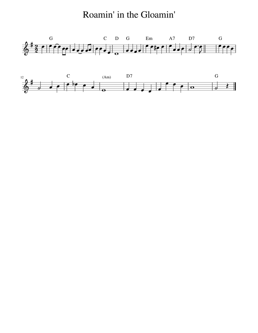 Roamin' in the Gloamin' Sheet Music for Piano (Solo) Easy | MuseScore.com
