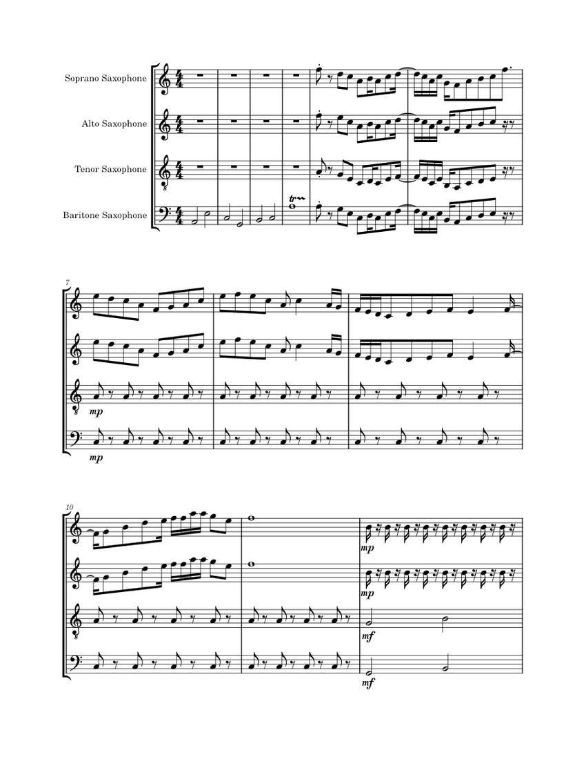 4 Saxs 2 Sheet music for Saxophone alto, Saxophone tenor, Saxophone ...
