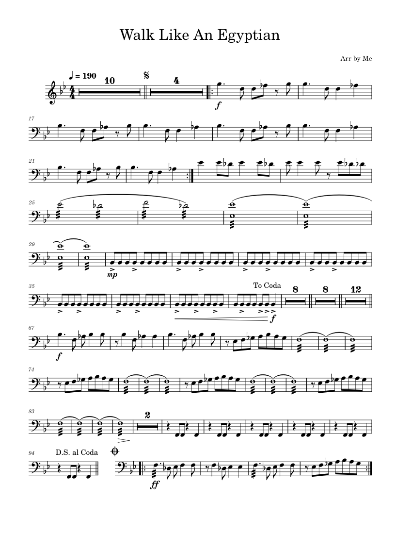 Walk like an egyptian – The Bangles Sheet Music for Marimba (Percussion ...