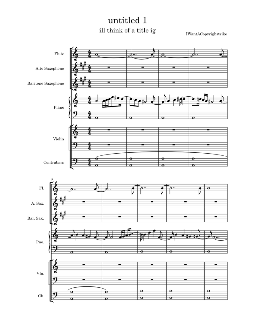 Violent Con Artists Sheet music for Piano, Flute, Saxophone alto ...