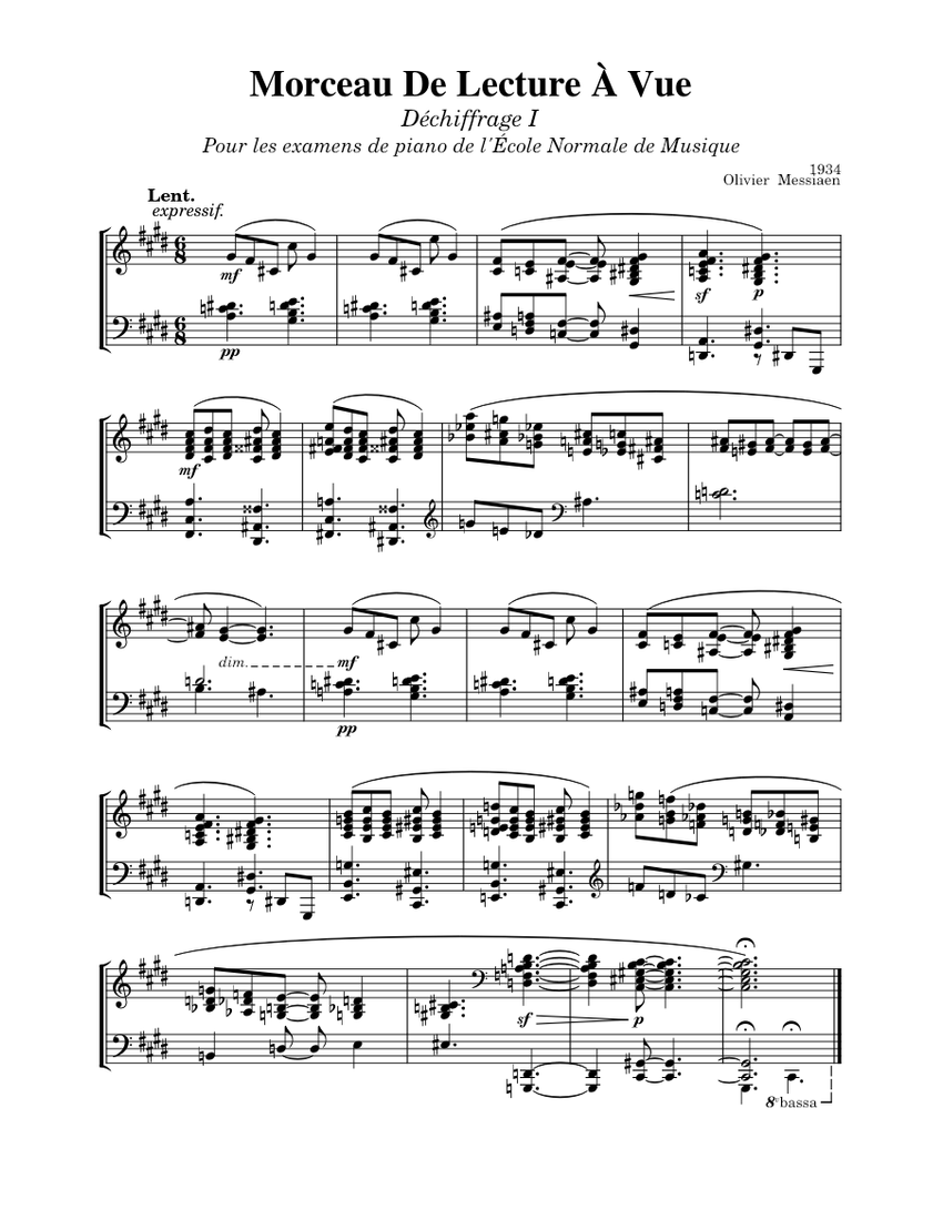 Morceau de lecture à vue – Olivier Messiaen - piano tutorial