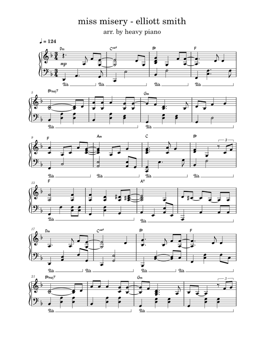 Miss Misery – Elliott Smith Sheet Music with Chords for Piano (Solo ...