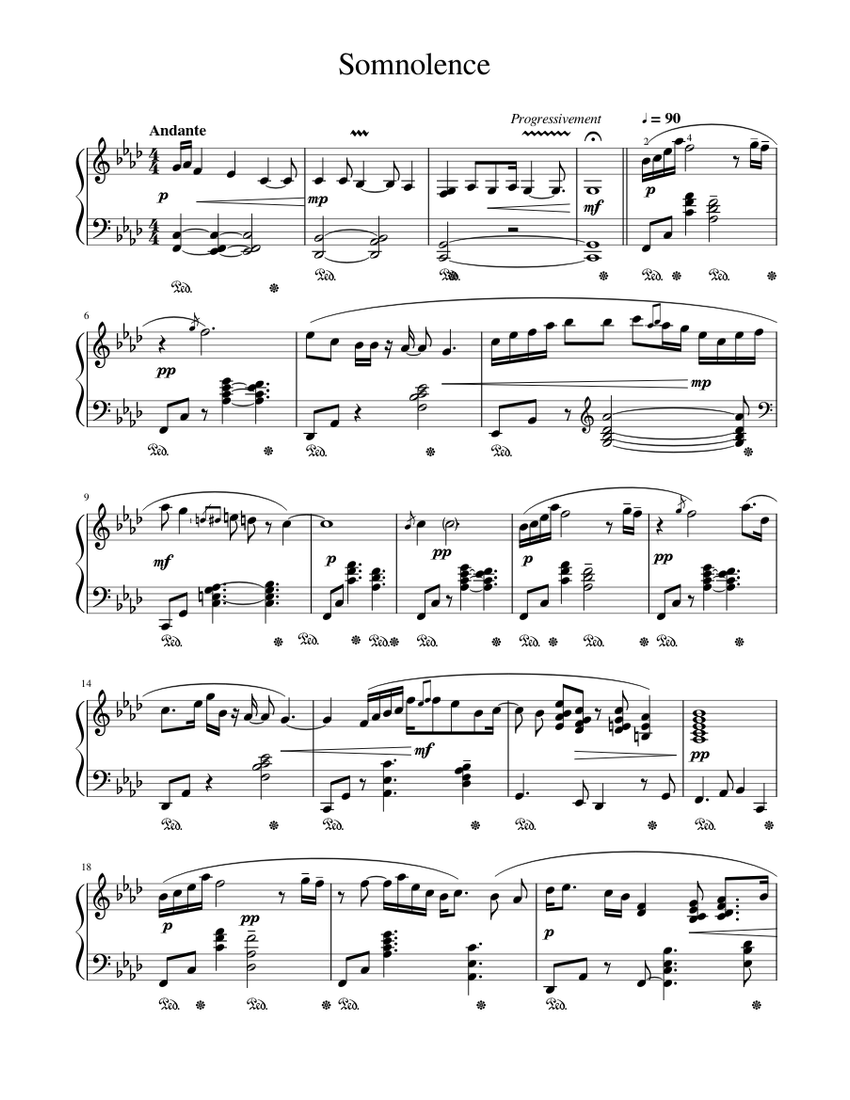 Somnolence Sheet Music for Piano (Solo) | MuseScore.com