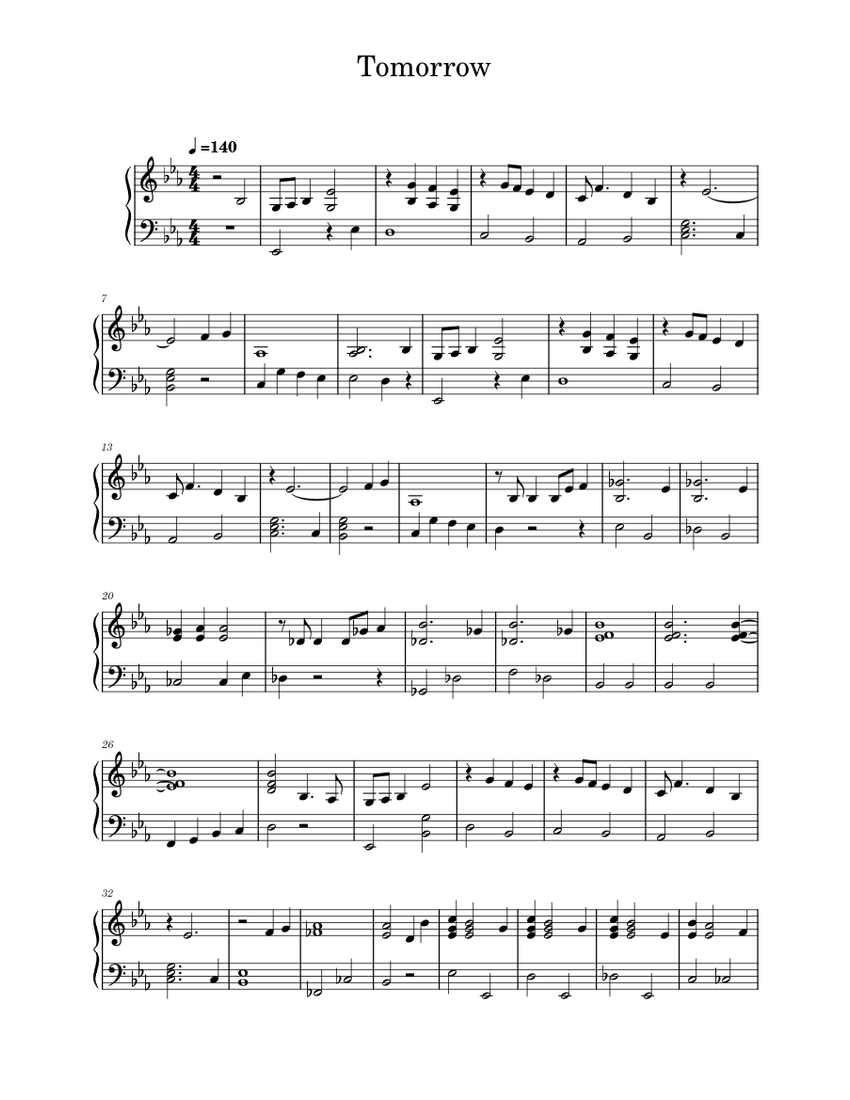 Tomorrow – Annie Sheet music for Piano (Solo) | Musescore.com