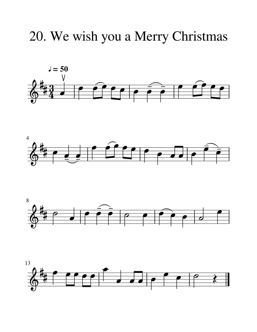 Elementary 1 , 20. We wish you a Merry Christmas Sheet Music for Violin ...