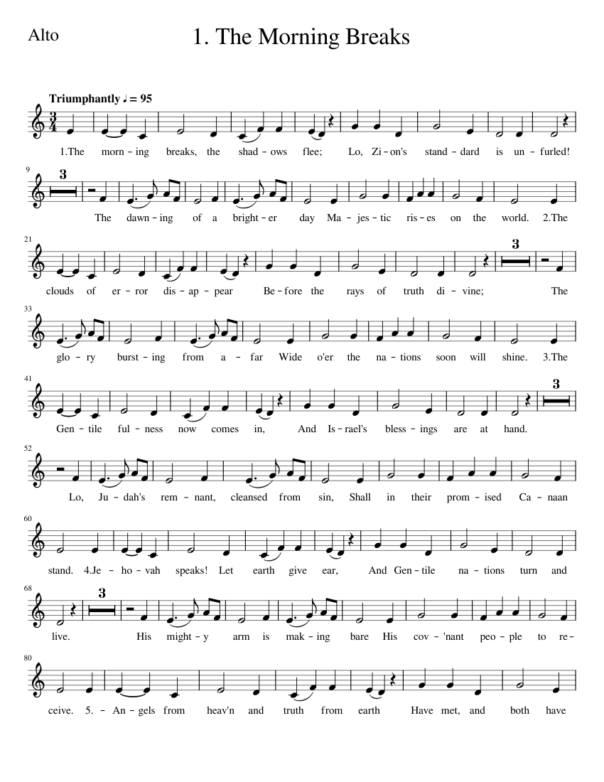 1. The Morning Breaks (Alto) Sheet music for Alto (Solo) | Musescore.com