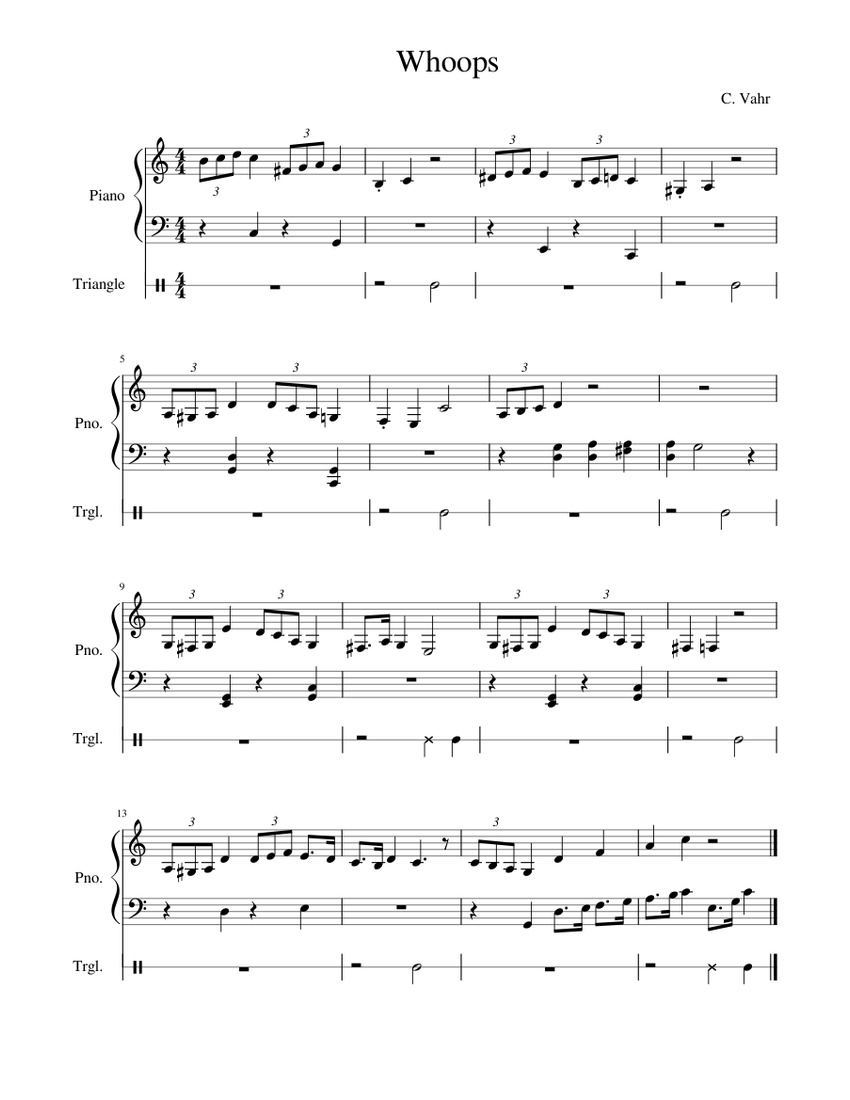 Whoops Sheet Music for Piano, Triangle (Mixed Duet) | MuseScore.com