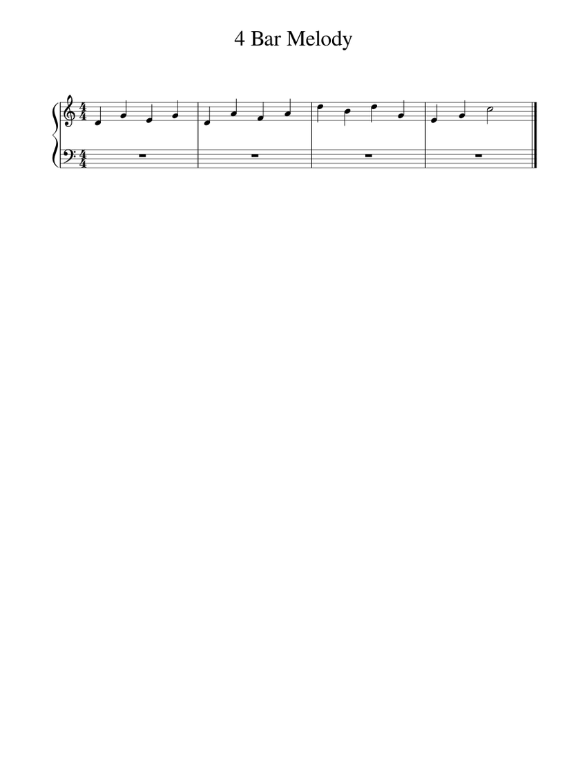 4 Bar Melody Sheet Music for Piano (Solo) easy | MuseScore.com