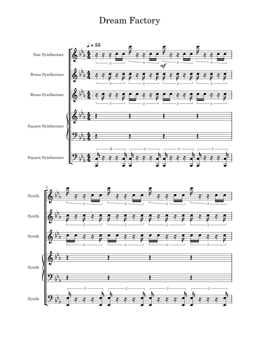 Dream Factory Sheet music for Synthesizer, Brass group (Mixed Ensemble ...