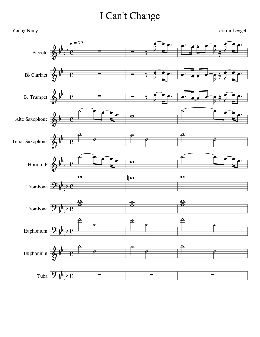 I can't change – Young Nudy Sheet music for Trombone, Euphonium, Tuba, Flute piccolo & more ...