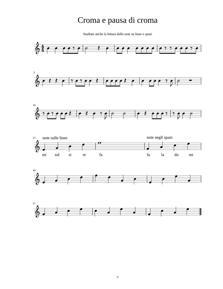 Croma e pausa di croma - piano tutorial