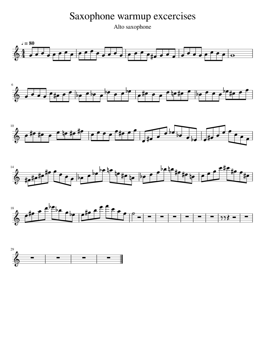 Saxophone warmup excercises Sheet Music for Saxophone alto (Solo ...