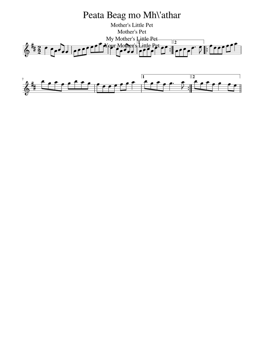 Peata Beag mo Mh\'athar Sheet music for Piano (Solo) Easy | Musescore.com
