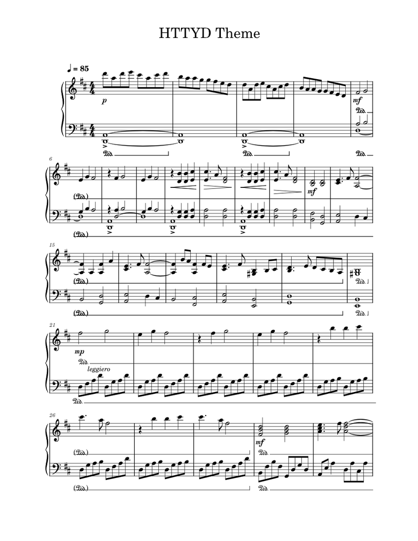 How to Train Your Dragon – John Powell Sheet music for Piano (Solo ...