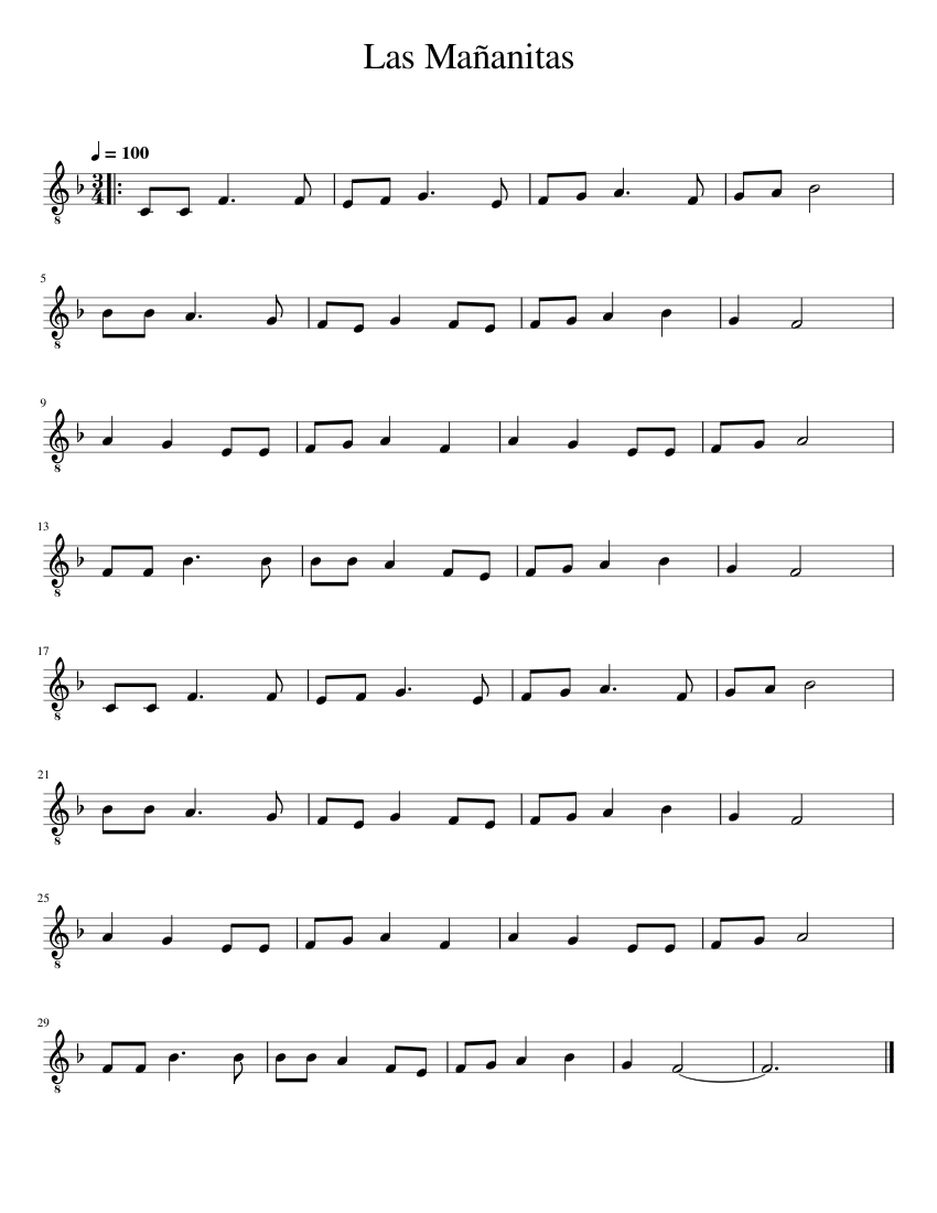 Las Mananitas – Sheet music for Guitar (Solo) | Musescore.com