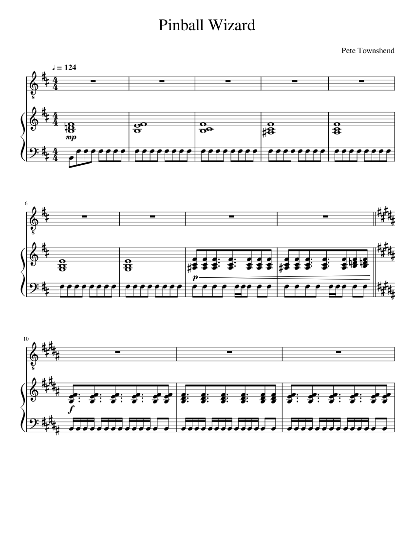 Pinball Wizard (Vocal Score) Sheet Music for Piano, Vocals (Piano-Voice ...