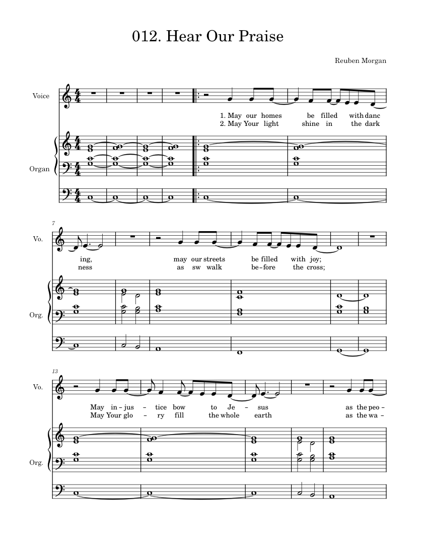 012. Hear Our Praises Sheet music for Organ, Vocals (Church Choir ...