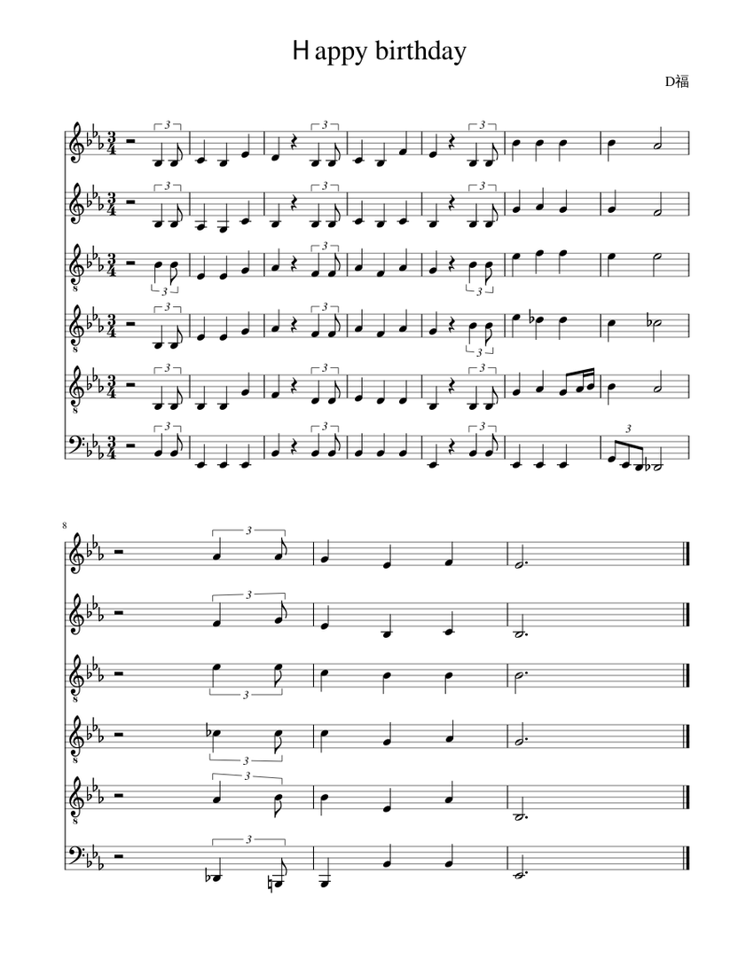 Happy birthday Sheet music for Piano (Mixed Ensemble) | Musescore.com