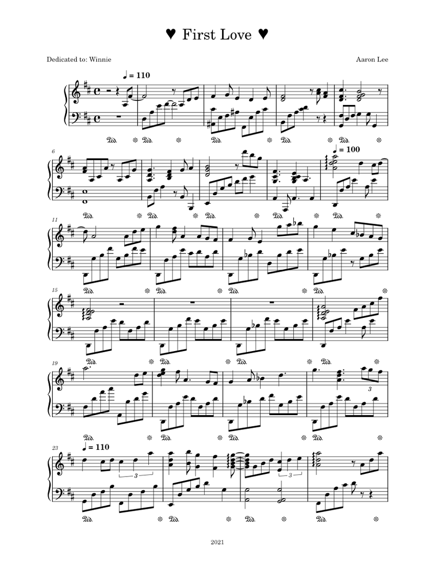 ♥ First Love ♥ Sheet Music for Piano (Solo) | MuseScore.com