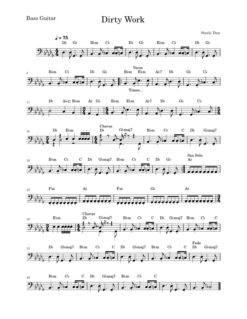 Dirty work – Steely Dan Sheet Music with Chords for Piano (Solo) easy ...