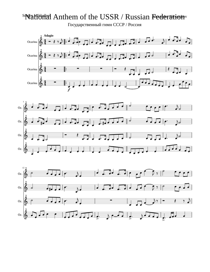 National Anthem of the USSR (Commumont) Sheet music for Flute other ...