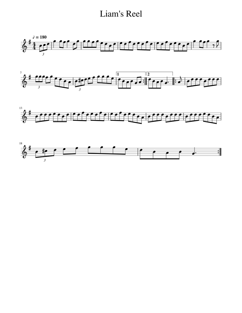 Liam's Reel Sheet music for Piano (Solo) | Musescore.com