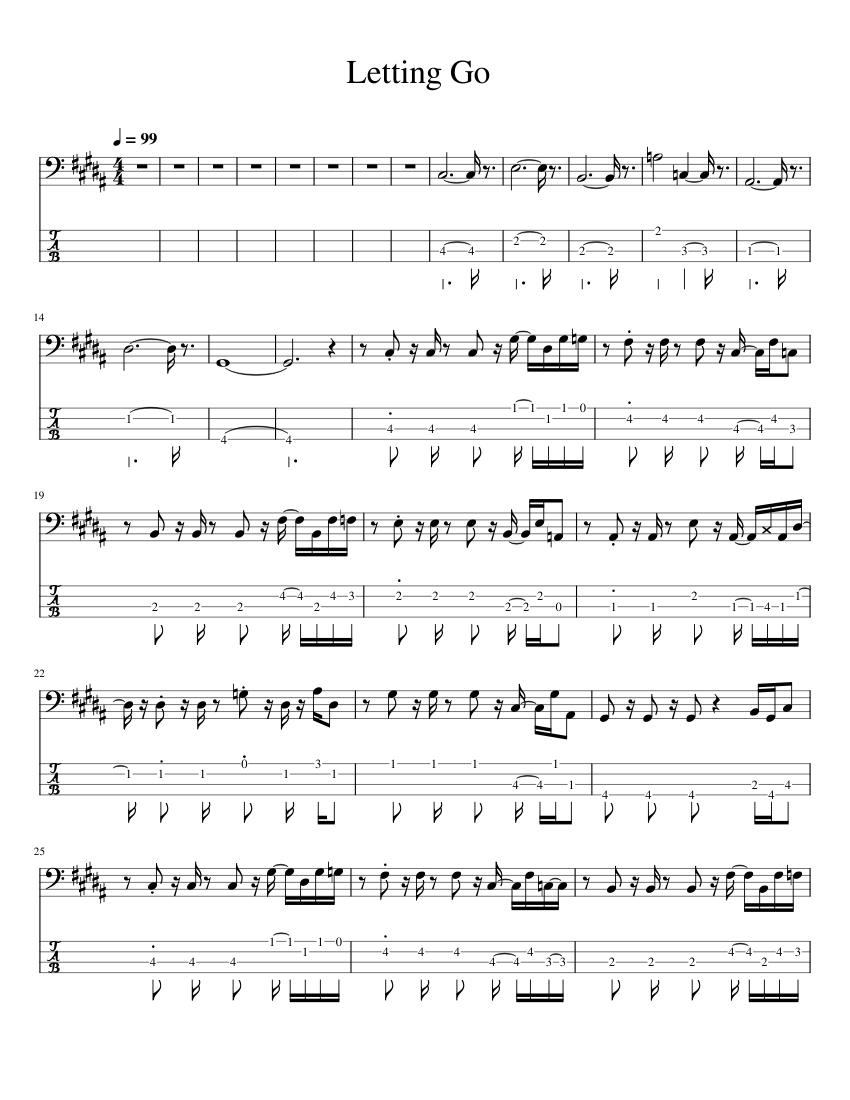 Letting go – Potsu Sheet Music for Bass guitar (Solo) | MuseScore.com