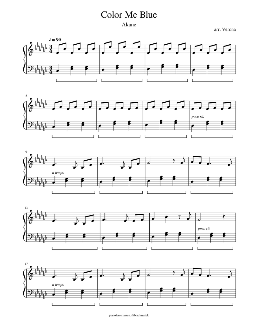 COLOR ME BLUE - AKANE Sheet Music for Piano (Solo) Easy | MuseScore.com