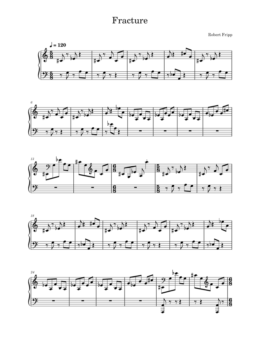 Fracture – Robert Fripp Sheet music for Piano (Solo) | Musescore.com
