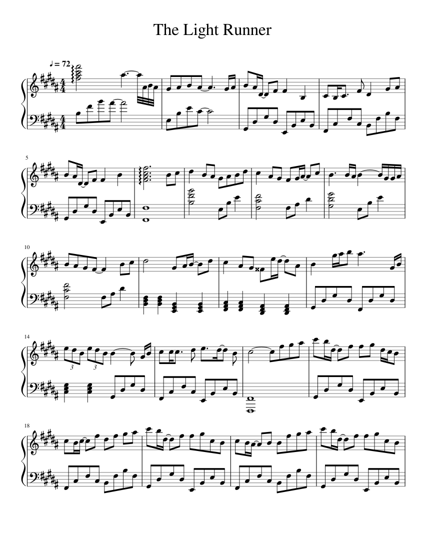 The Light Runner Piano Solo - piano tutorial